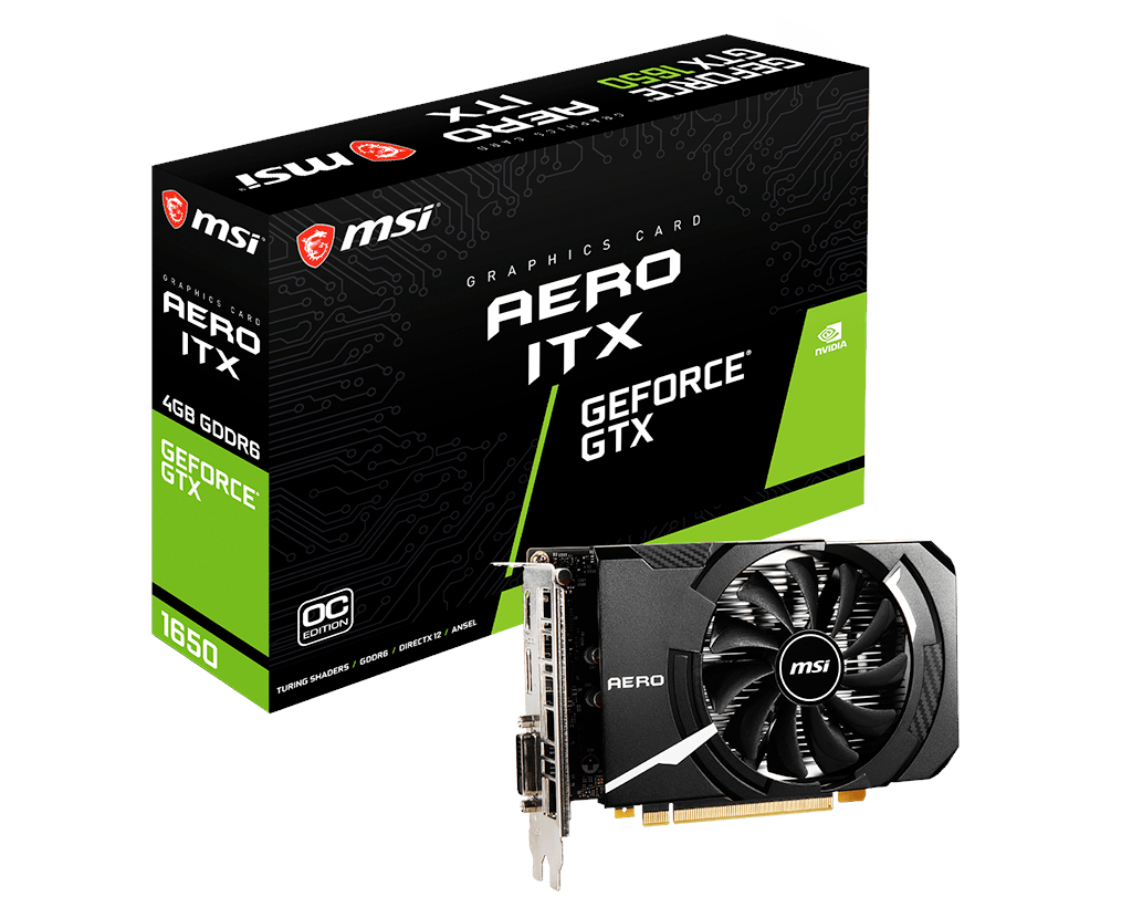 MSI NVIDIA GeForce GTX 1650 AERO ITX OC 4GB GDDR6 Graphics Card | Novatech