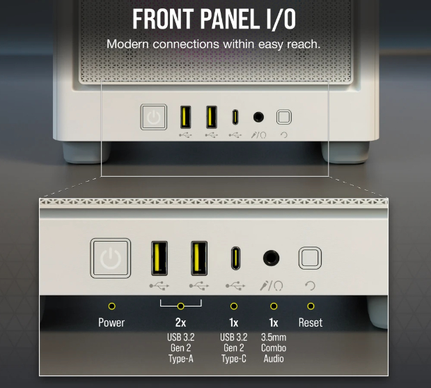 Corsair 2000D RGB Airflow White Mini-ITX Chassis - CC-9011247-WW | Novatech